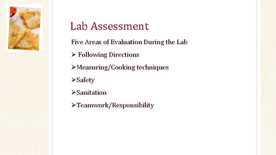 Cooking Labs Role Assignments and Grading Lab Role