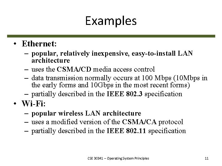 CSE 30341 Operating System Principles Distributed Systems Networking