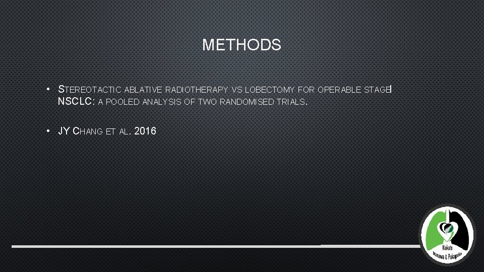 STEREOTACTIC ABLATIVE RADIOTHERAPY SABR VERSUS LOBECTOMY FOR OPERABLE