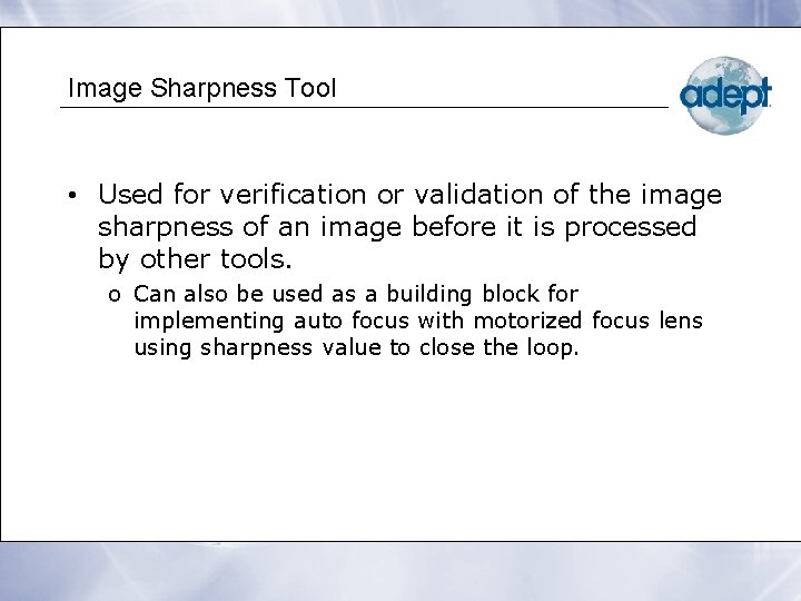 Adept PCBased Machine Vision Hex Sight and Adept