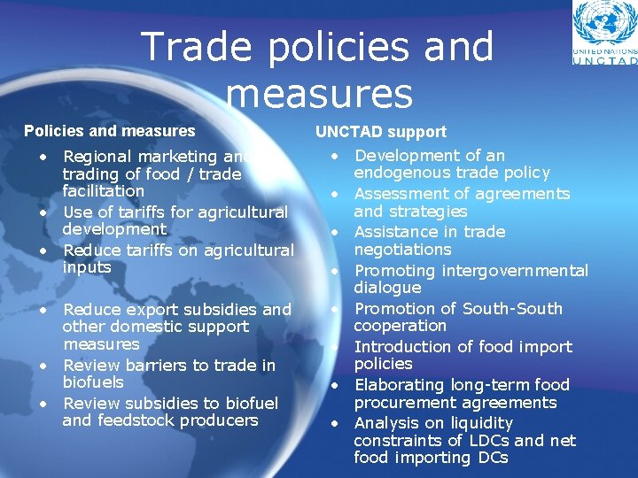 Responding to the global food crisis trade investment