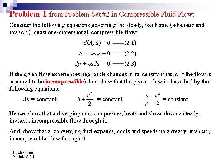 CP 502 Advanced Fluid Mechanics Compressible Flow Part