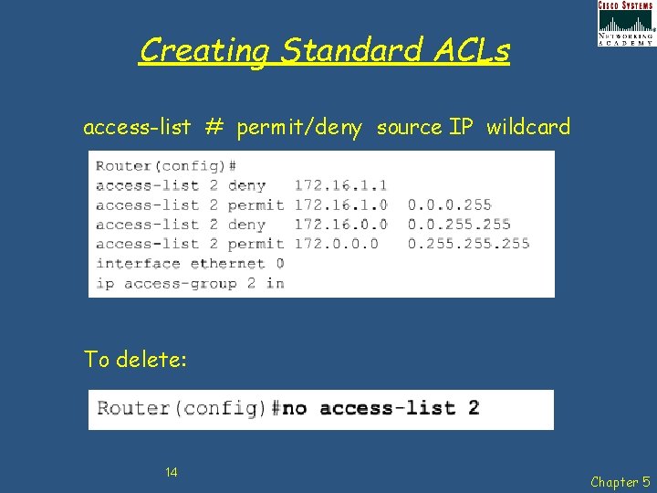 Chap 5 Access Control Lists Learning Objectives Explain
