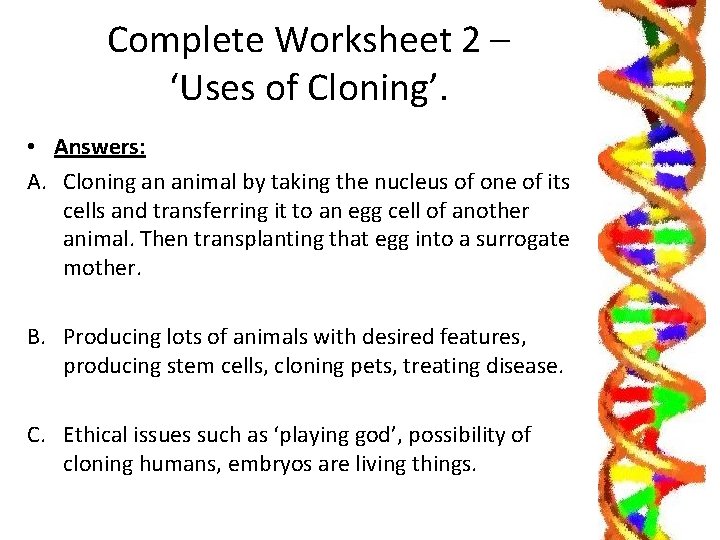 Cloning Part 1 Learning Objectives To learn about