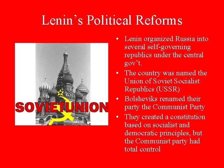 Lenin to Stalin Bolsheviks in Power Lenin orders