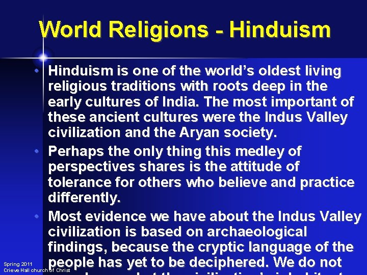 World Religions Hinduism Origins and basic beliefs Week