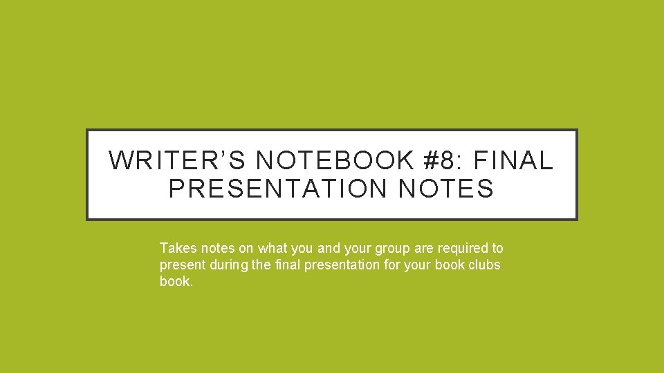 LITERATURE CIRCLE FINAL PROJECT PRESENTATION EXAMPLE Book Dragons