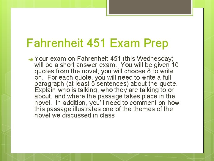 English B 50 Fahrenheit Exam Prep Fahrenheit 451