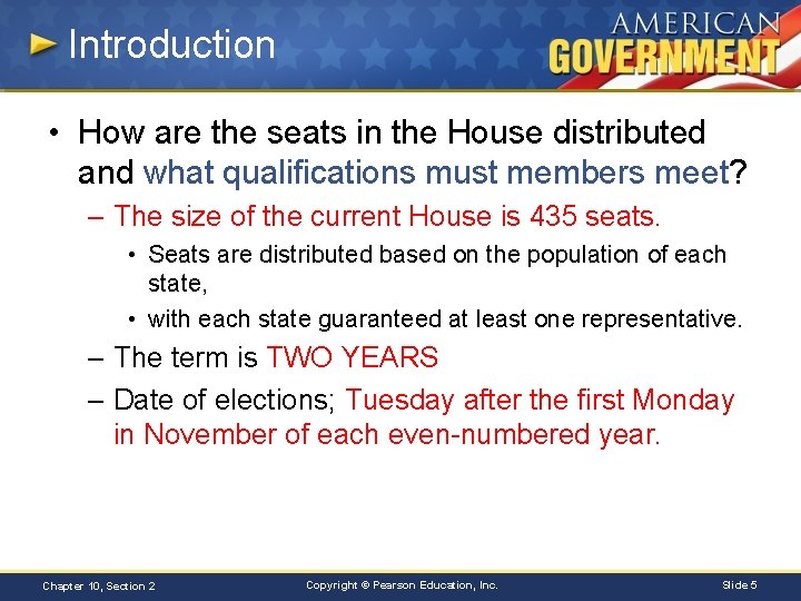 Chapter 10 Congress Section 2 Objectives 1 Explain