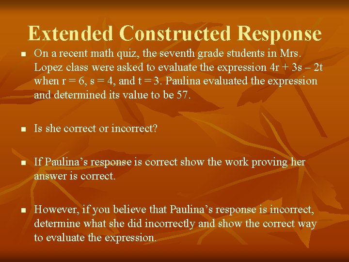 Patterns and Algebra L 1 Evaluating Algebraic Expressions