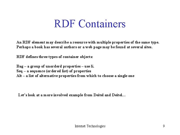 RDF These slides were built using modified examples