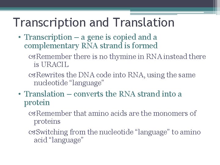 Molecular Biology PROTEIN SYNTHESIS Proteins DNA codes for