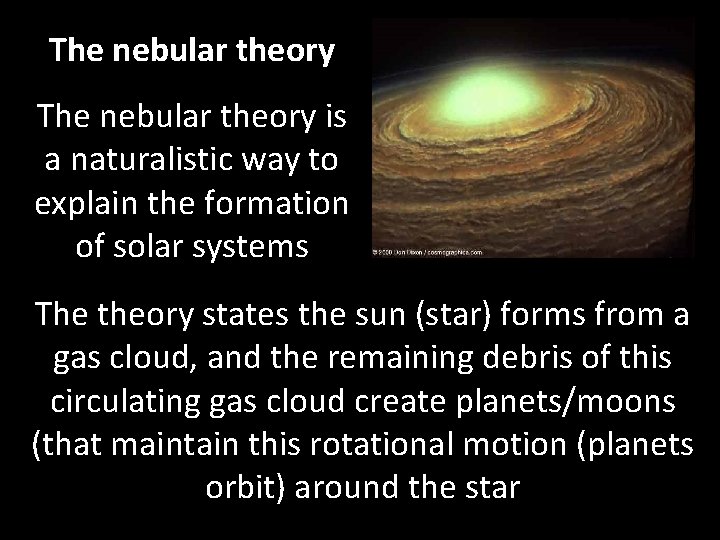 Session 44 The Nebular Session Nebular Theory In