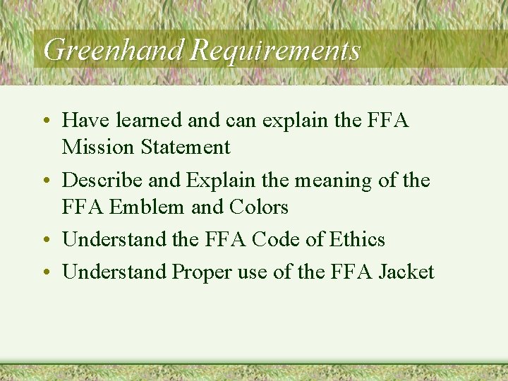 Todays FFA Modified by Georgia Agricultural Education Curriculum