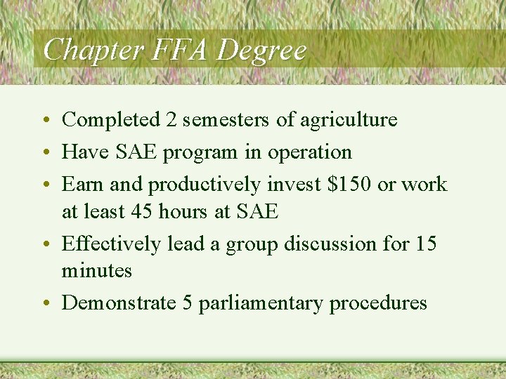 Todays FFA Modified by Georgia Agricultural Education Curriculum
