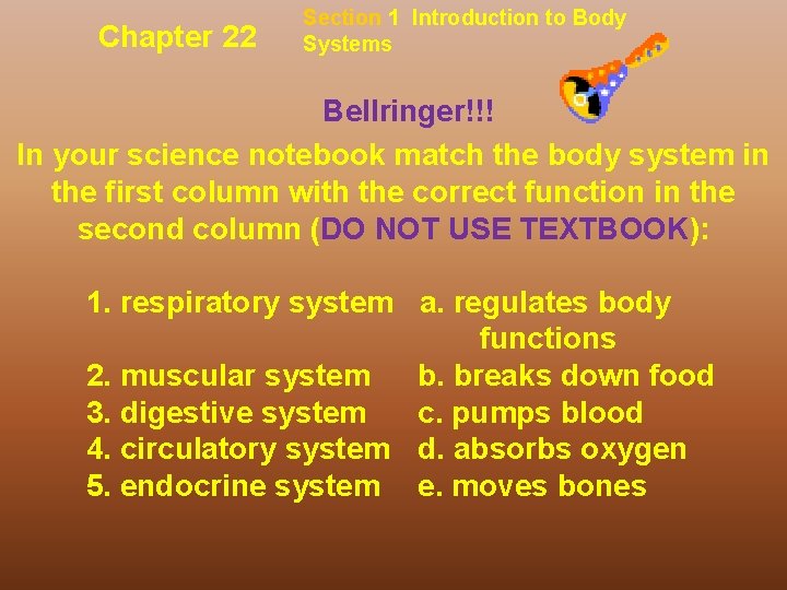 Chapter 22 Body Organization and Structure Table of