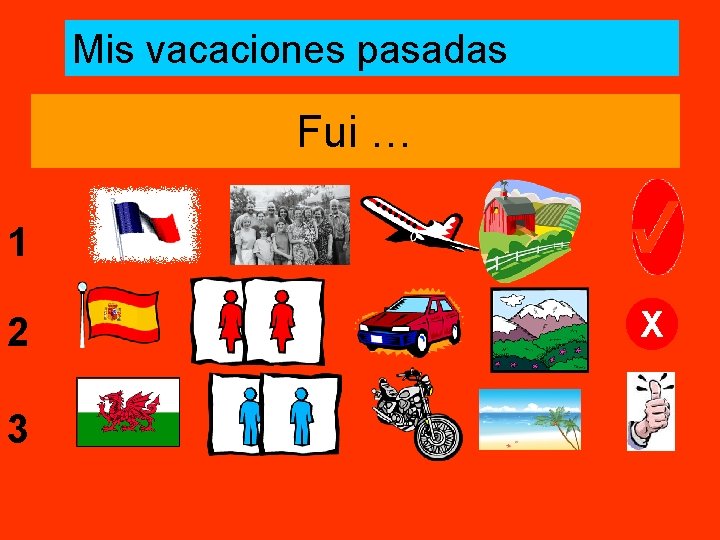 Mis vacaciones pasadas Objetivo hablar de mis vacaciones