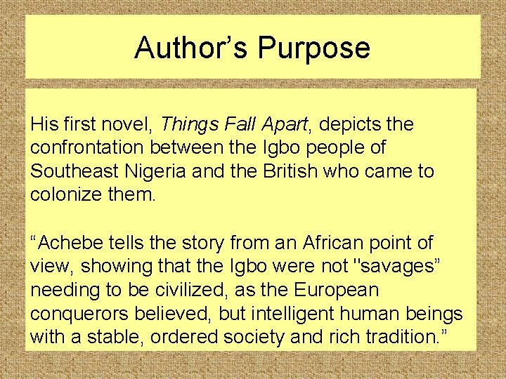 An Introduction to Things Fall Apart Chinua Achebe