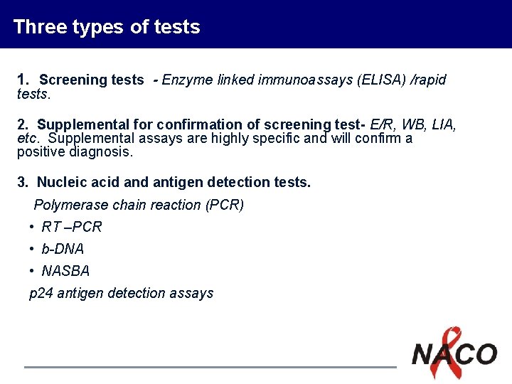 Detection of HIV Infection in the Laboratory Using