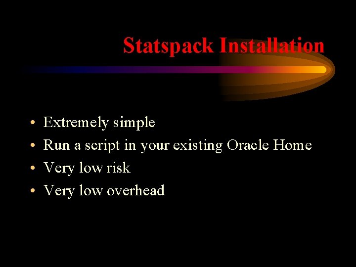 Statspack Identifying and Correcting Performance Problems By Robert