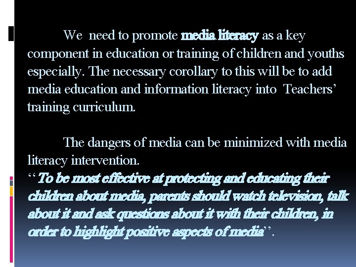 EDT 220 MEDIA LITERACY PRESENTATION OUTLINE 1 BRIEF