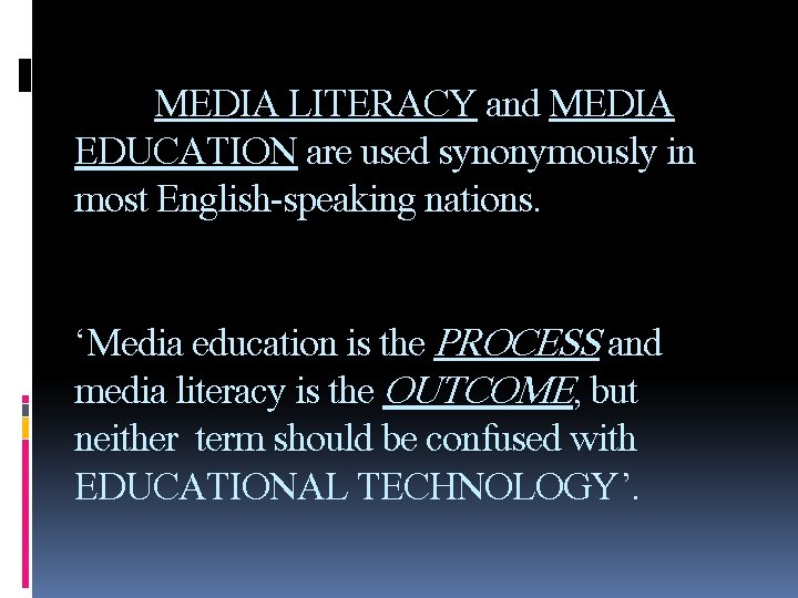 EDT 220 MEDIA LITERACY PRESENTATION OUTLINE 1 BRIEF