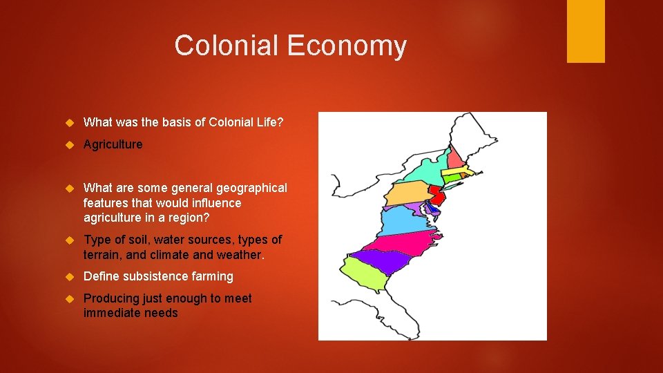 COLONIAL AMERICA Chapter 4 Vocabulary Daily Objective 102215