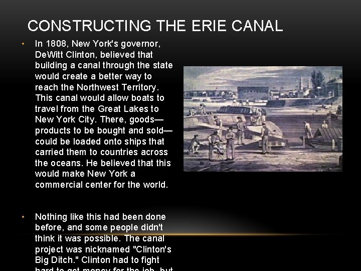 THE ERIE CANAL HYPOTHESIS How did building a