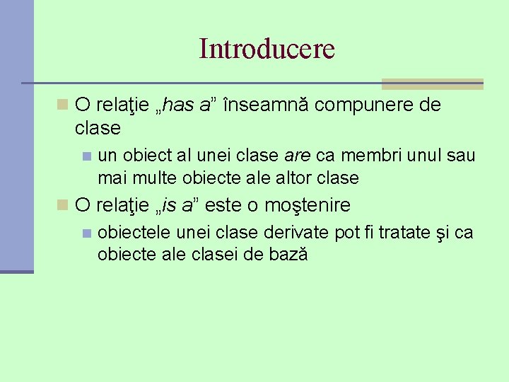Motenirea claselor Programarea calculatoarelor i limbaje de programare