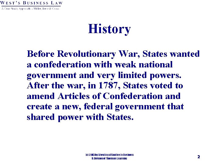 Chapter 4 Constitutional Authority to Regulate Business History