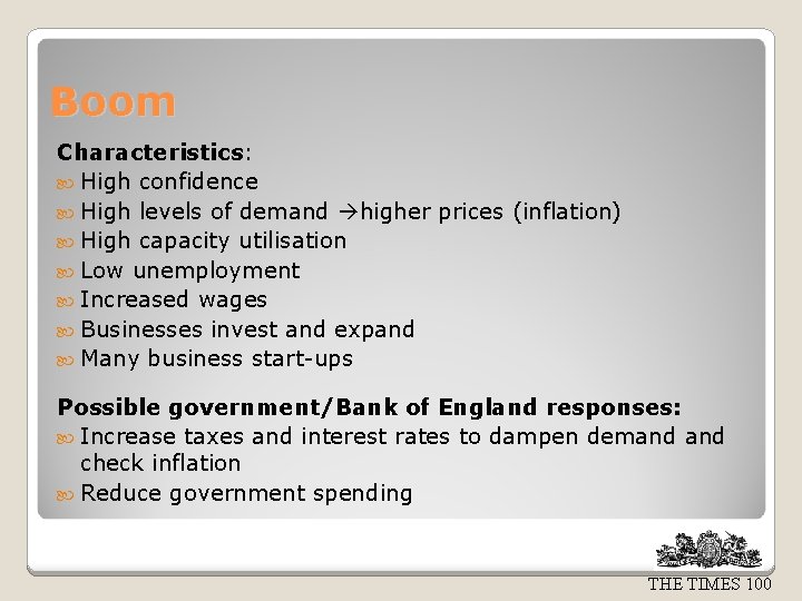 Business cycle Use in conjunction with the Building