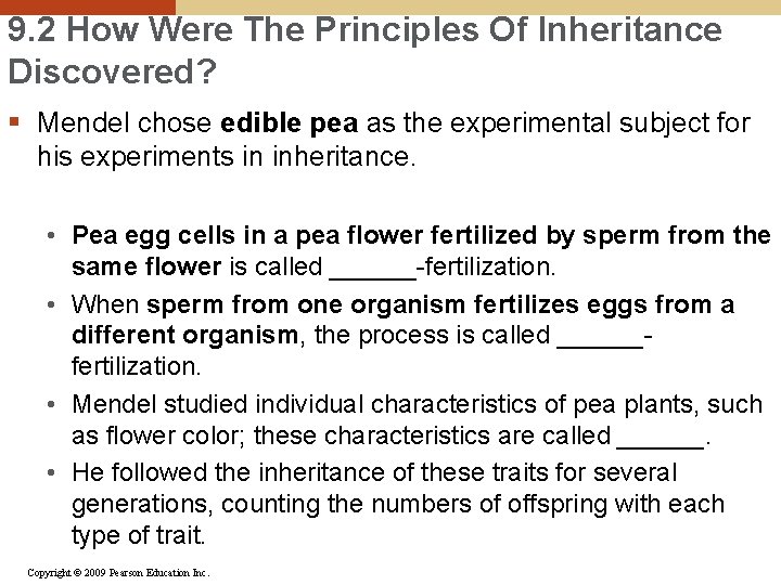 Chapter 9 Patterns of Inheritance Lectures by Gregory