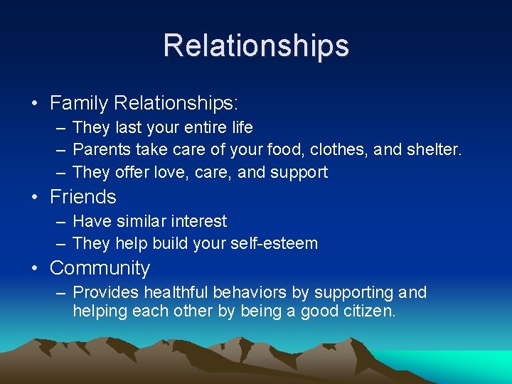 Healthy Relationships Chapter 6 Definitions Relationship A bond