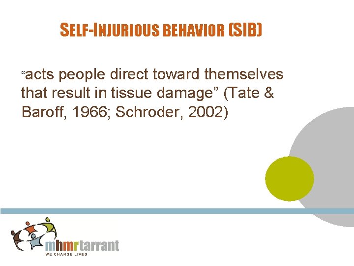 SelfInjury Behavior SIB in the IDD Population James