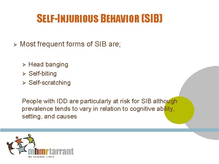 SelfInjury Behavior SIB in the IDD Population James