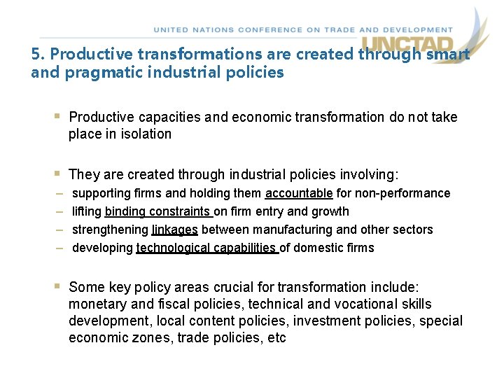 Building Productive Capacities and Transforming Economies to Achieve
