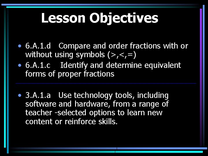 Comparing Fractions and Decimals Grade 5 Lesson Objectives