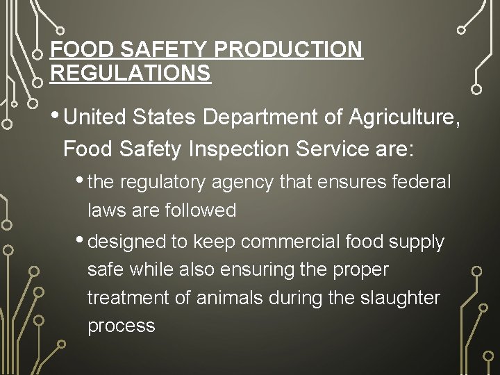 OBJECTIVE 8 01 UNDERSTAND FOOD SAFETY REGULATIONS FOOD