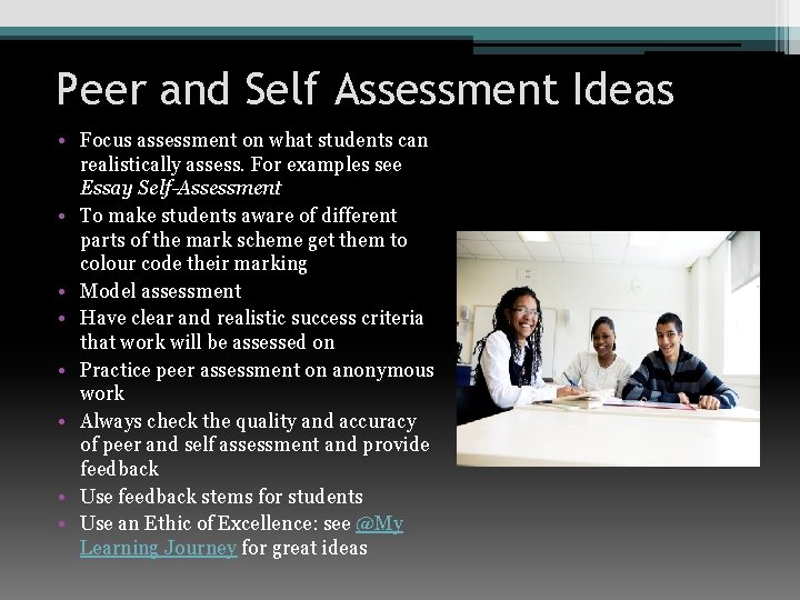 Peer Self Assessment Strategies and Pitfalls Benefits of