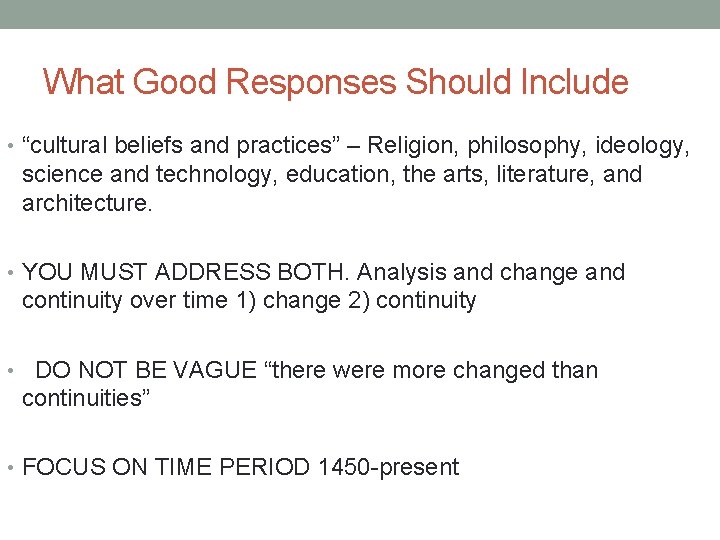 CONTINUITY AND CHANGEOVER TIME ESSAY Mr Bermudez Course