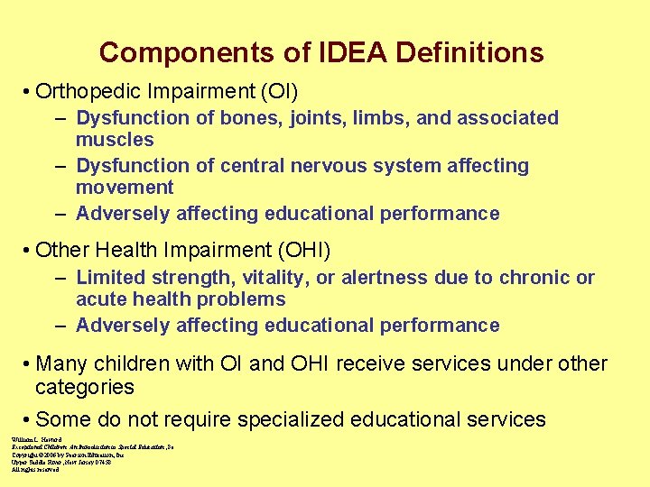 Chapter 11 Physical Disabilities Health Impairments and ADHD