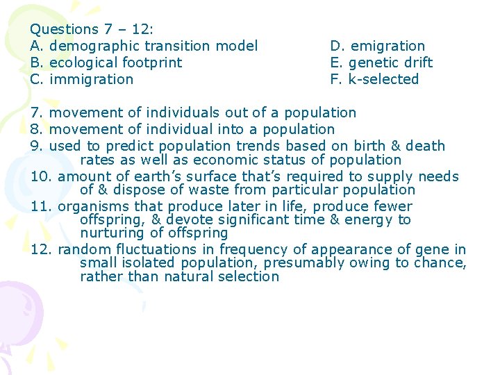 AP ENVIRONMENTAL SCIENCE POPULATION ECOLOGY AP EXAM VOCABULARY