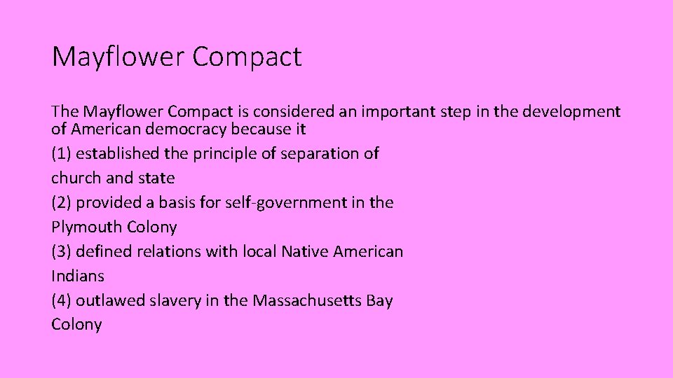 US History Unit 1 Table of Contents Mayflower