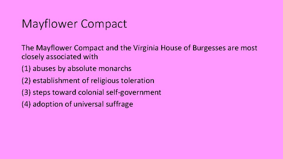 US History Unit 1 Table of Contents Mayflower