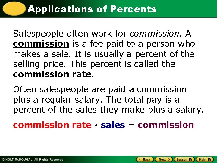 Applications of Percents Warm Up Estimate Possible answers