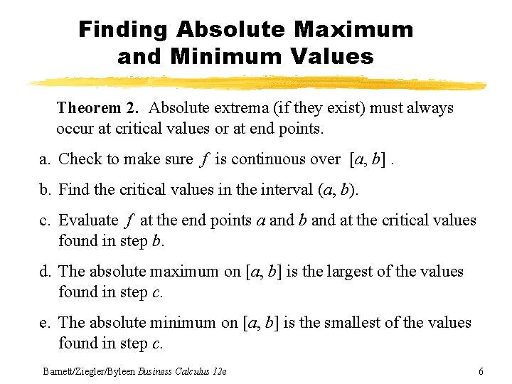 Chapter 5 Graphing and Optimization Section 5 Absolute