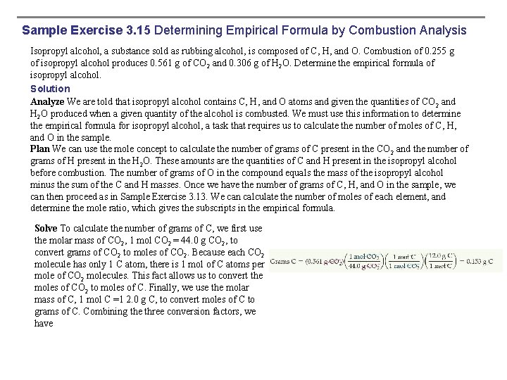 Combustion Analysis Notes Combustion Analysis Compounds containing C