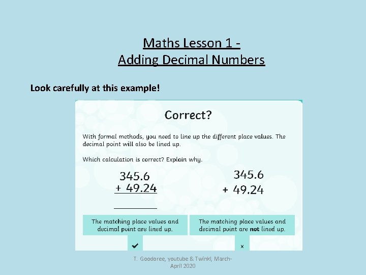 Maths Lesson 1 Adding Decimal Numbers Mental Maths