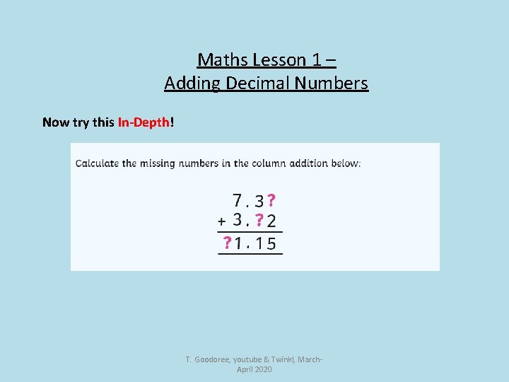 Maths Lesson 1 Adding Decimal Numbers Mental Maths