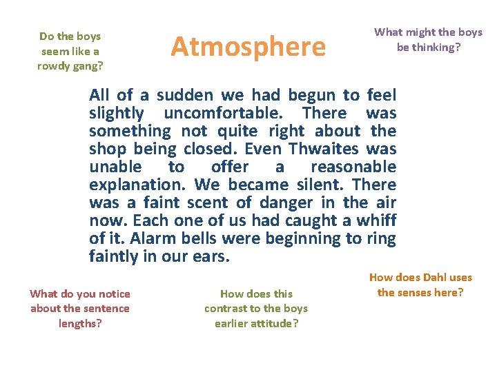 Boy by Roald Dahl Mr Coombes Starter Point